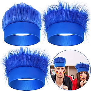 WILLBOND 3 Pack Blue Hairy Headband Troll Hair Headband Halloween Costume Party Accessory