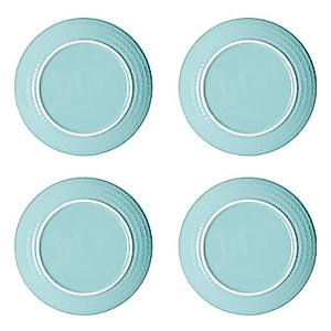 Pfaltzgraff Venice 16-Piece Stoneware Dinnerware Set, Service for 4, Aqua/White -