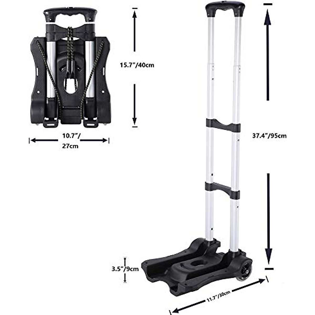 Coocheer Aluminum Folding Hand Trucks Portable Luggage Cart Lightweight Travel Hand Truck/Heavy Duty Hand Trucks (80LB)