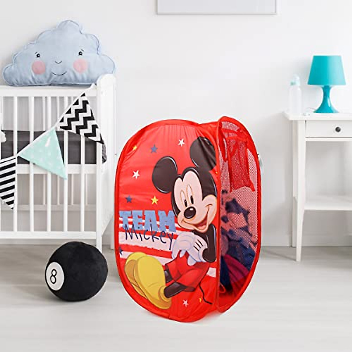 Mickey Pop Up Hamper with Durable Carry Handles, 21" H x 13.5" W X 13.5" L