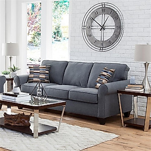 American Furniture Classics Model 8-010-A330V22 Eureka Rolled Arm Two Pillows Sofas, Blue