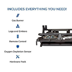 Duluth Forge DLS-24R-1 Dual Fuel Ventless Fireplace Logs Set with Remote Control, Use with Natural Gas or Liquid Propane, 33000 BTU, Berkshire Split Oak, 24 Inches