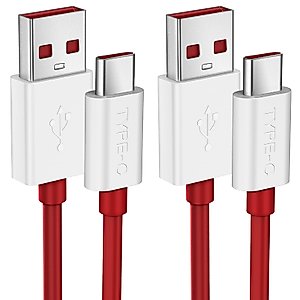 APETOO SUPERVOOC USB A to USB C Cable for OnePlus Open 11 5G 10 Pro,2-Pack 6ft Type C Charger Warp Charge Cable Dash Charge Fast Charging Cord for OnePlus Nord,8 Pro,8,7T Pro,7T,7,6T,6,5T,5,3T,Red