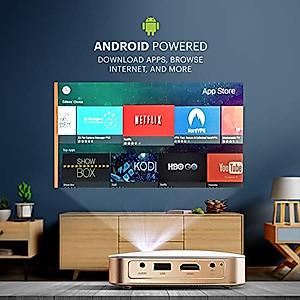 KODAK Luma 350 Portable Smart Projector w/ Luma App | Ultra HD Rechargeable Video Projector w/ Onboard Android 6.0, Streaming Apps, Wi-Fi, Mirroring, Remote Control & Crystal-Clear Imaging