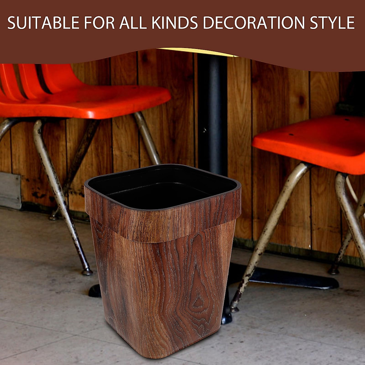 Cabilock Bathroom Trash Can, 14.0 liters, Polypropylene, Square, Light Brown