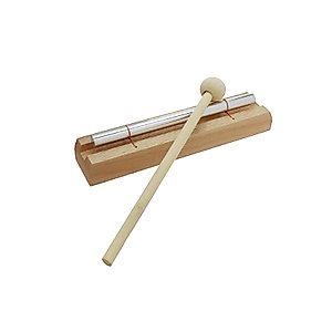 Risbay 1Set Wood and Stainless Steel 1- Tone Wind Chime with Wooden Mallet for Yoga Music Instrument,Class Management, Meditation