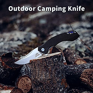 FreeTiger Foldable Pocket Knife(FT711) D2 Steel 3.62 Inch Fine Edge Blade -Best Camping Hunting Fishing Hiking Survival Military EDC Tactical Knives Men Gifts for Dad Backpacker