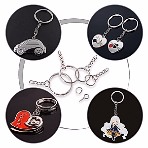 Swpeet 300Pcs Key Chain Rings Kit, 100Pcs Keychain Rings with Chain and 100Pcs Jump Ring with 100Pcs Screw Eye Pins Bulk for Jewelry Findings Making - 3/5 Inch, 4/5 Inch, 1 Inch, 6/5 Inch (Sliver)