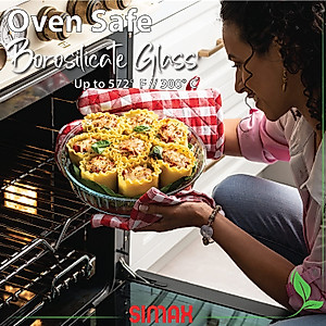 Simax Glass Pie Pan for Baking: Deep Round Pie Plate Dish Great For Apple, Pumpkin, Holiday Pies, etc. - Fluted Pie Holder - Oven Safe Tray - Borosilicate Glass Cake Tin - 10.25 Inch Large Diameter