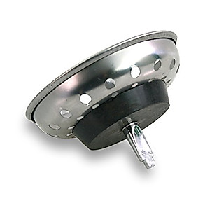 Highcraft 97333 Kitchen Sink Basket Strainer Replacement for Standard Drains (3.25 Inch) Chrome Plated Stainless Steel Body With Rubber Stopper, 3.25"