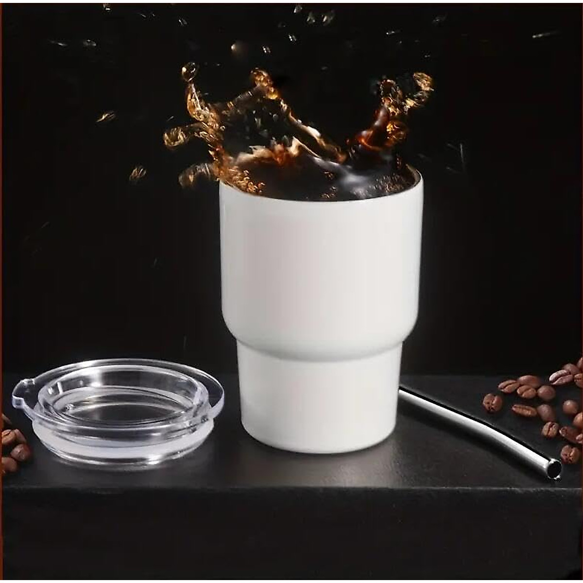 LIPSBOR 2 oz Mini Tumbler Shot Glass with Straw and Lid,Colorful Mini Tumbler Cups,Stainless Steel Cute Cups with Lids and Straws