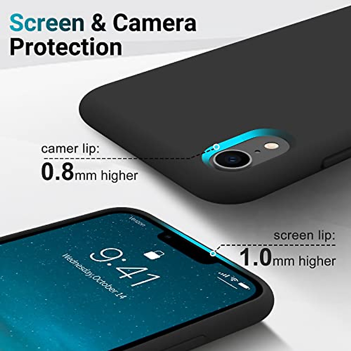 AOTESIER iPhone XR Case Ultra Slim Thin Silicone Cover with Full Body Protection [Anti-Scratch Microfiber Lining] Shockproof Bumper Case Compatible with iPhone XR 6.1 inch, Pure Black