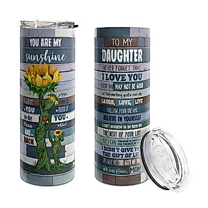 Macorner Gifts For Teenage Girl Daughter - Stainless Steel Sunflower Tumbler Skinny 20oz - Mothers Day Gifts for Daughter & Birthday, Christmas Gifts for Daughter from Mom