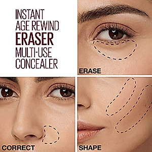 Maybelline Instant Anti Age Eraser Eye Concealer, Dark Circles and Blemish Concealer, Ultra Blendable Formula, 03 Fair