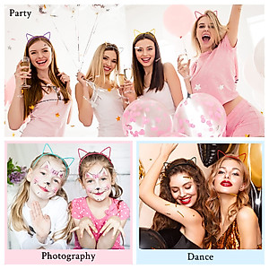 Chunyin 70 Pcs Cat Ears Headband for Kids Girls Women Plastic Headbands, 14 Colors (5 Pieces for Each Color)