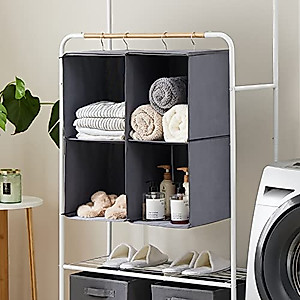 YOUDENOVA 4-Section Hanging Closet Organizer and Storage, Heavy Duty Hanging Shelves, Closet Storage for College Dorms,RV, Gray