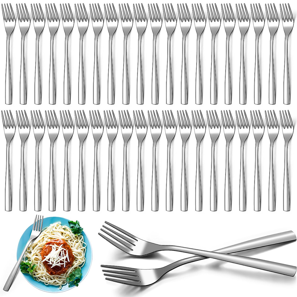 Roshtia 200 Pieces Dinner Forks Set 6.7 Inch Stainless Steel Silverware Fork Metal Cutlery Fork Salad Fork Flatware Fork Table Fork Set for Kitchen Restaurant, Mirror Polished, Dishwasher Safe