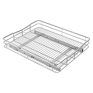 IZLIF Multi-Use Pull Out Cabinet Organizer Heavy Duty Slide Out Kitchen Drawer Cabinet Storage Shelves 20”W x 21”D for At Least 21” Cabinet Opening , Wire Frame, Chrome Finish
