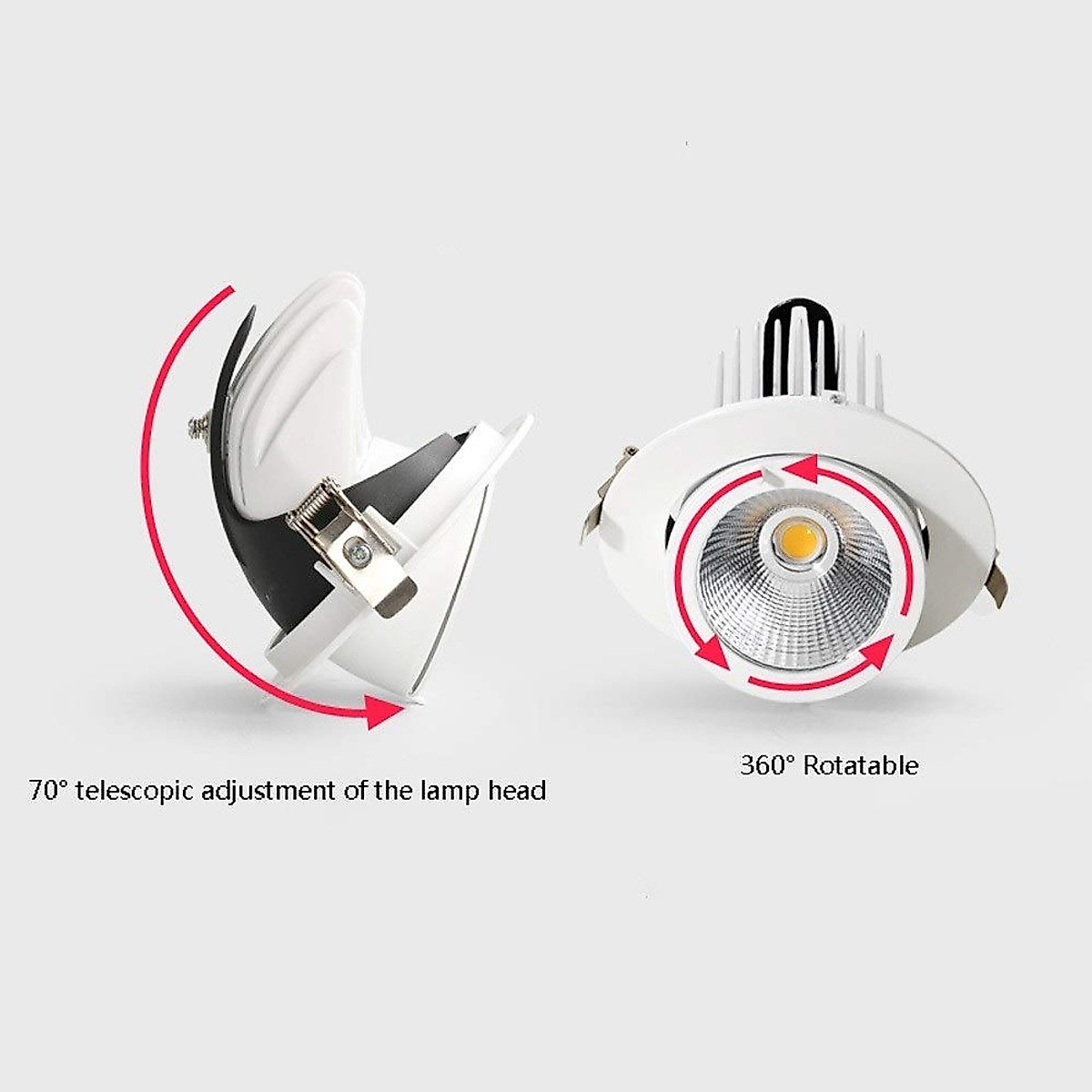 PEHUB Commercial Grille COB Anti-Glare Recessed Flat Spotlight Rotatable Embedded Downlight Clothing Aisle Showcase Lighting Panel Lamp High Ra Cut Size: 75-80mm High Brightness (Color : Neutral Ligh