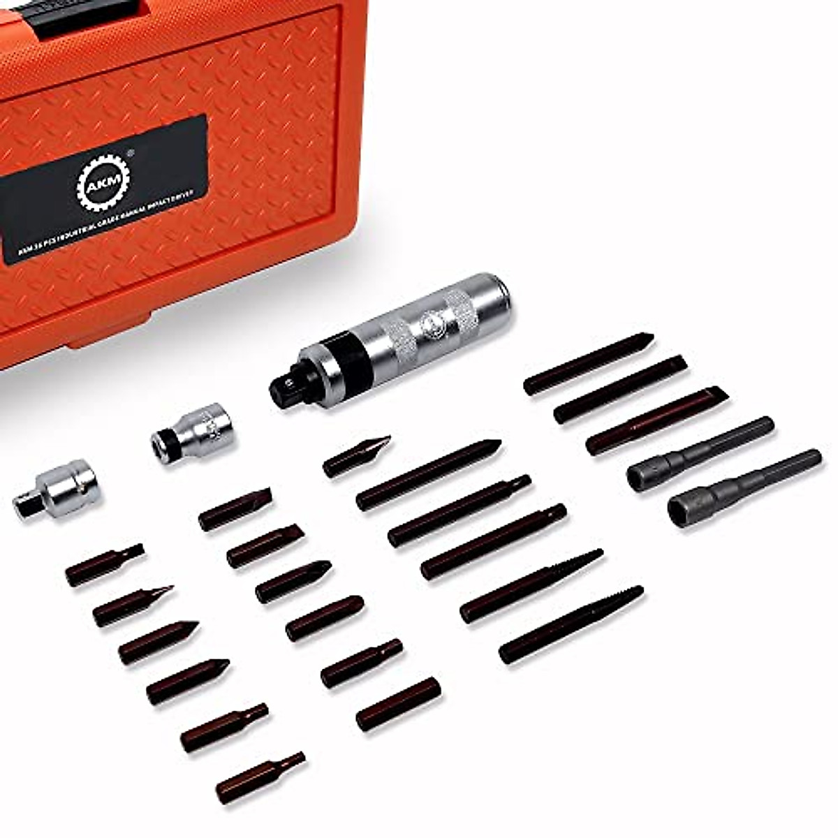 AKM Hand Manual Reversible Impact Driver Set Extractor-26 PCS Impact Screwdriver S2 Steel Hex Phillips Slotted Screwdriver Bits Much More Durable Disengage Rusted Fasteners or Frozen Bolts