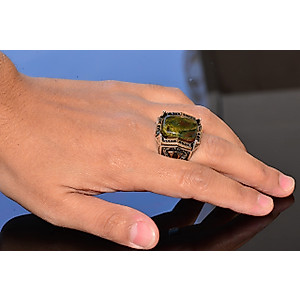 Genuine Bloodstone Gemstone Ring, 11.15 Carat, Sterling Silver Ring, Unique Custom Ring