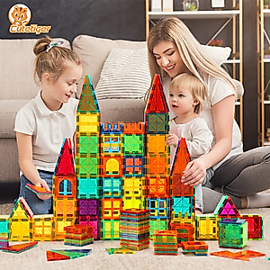 CuteTiger Mangetic Tiles, 100PCS Magnet Building Toys, Magnetic Building Set for Kids, Stacking Blocks, Perfect STEM Toys Gift for Boys and Girls