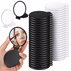 150 Pieces Mini Folding Round Compact Portable Pocket Mirror Bulk Travel Makeup Small Vintage Mirror for Cosmetic Purse Bag Women Daily Use, Black and White