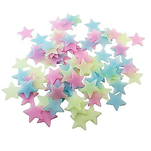 Glow Stars, Glow in The Dark Stars and Moon Wall Stickers,for Ceiling and Wall Decals, Kids Bedding Room or Party Birthday Gift (Mix Color)