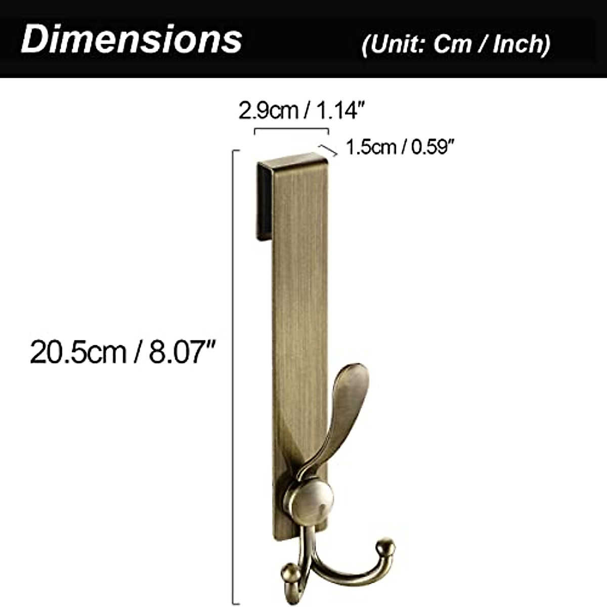 Flybath Shower Glass Door Hooks 2 Pack 304 Stainless Steel Antique Extended Robe Towel Hook Rack Over Glass Door Hooks Frameless Drilling-Free Hanger for Bathroom, Brushed Bronze