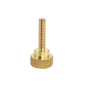 10 Pack 1/4-20 x 1 Inch Threads Solid Brass Diamond Knurled Thumb Screws Knobs with Straight Shoulders Right-Hand Threads SAE Flat Tip Uncoated (1/4-20 x 1 inch Long Threads)