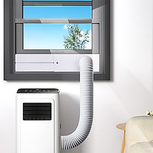 BROSYDA Portable Air Conditioner Window Vent Kit, Upgraded Seamless Portable AC Vent Kit with 5.1" Diameter of Exhaust Hose & Universal Coupler, Adjustable Window Seal Kit for Sliding Window