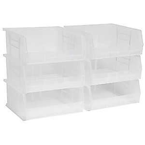 Akro-Mils 30235 AkroBins Plastic Hanging Stackable Storage Organizer Bin, 11-Inch x 11-Inch x 5-Inch, Clear, 6-Pack