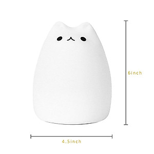 Litake Kitty Night Light, USB Rechargeable Silicone Cute Cat Night Light for Kids Baby Children, 7-Color Changing LED Cat Lamp Nursery Nightlights for Kids bedroom (Celebrity Cat)