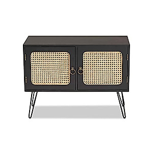 Baxton Studio Davion Brown Finished Wood and Black Metal Sideboard Buffet