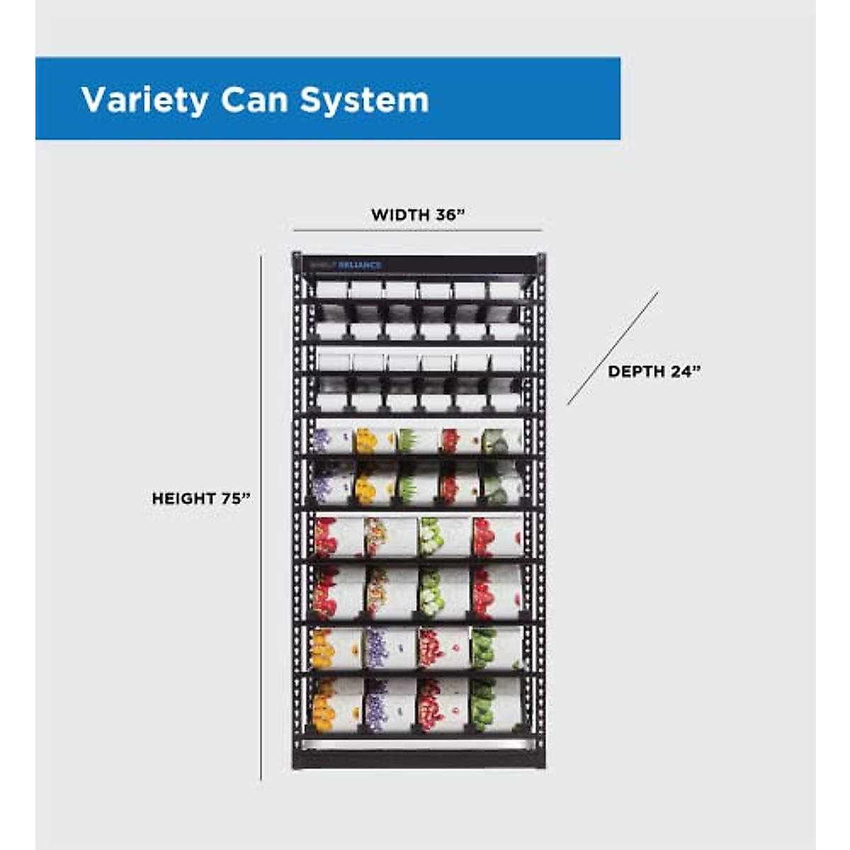 Can Rotation Organizer | Large Canned Food Organizer For Pantry | Black Large Food Rotation System | Harvest | Shelf Reliance (Can Rotation Organizer 3-117 oz (Small, Medium, Large))