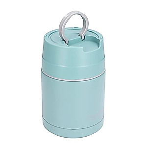Food Container, Stainless Steel Vacuum Insulated Kids Food Jar Insulated Lunch Container Hot Cold Food with Folding Spoon Carry Handle Thermal Containers for Kids Adult School (Mint Green)