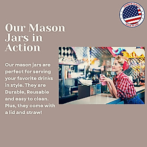 Jarming Collections Mason Jar Cups Drinking Glasses - Includes Mason Jar Lids & Straws, Coffee & Smoothie Cups Glass Jar Set, 24 oz Mason Jars with Lids and Straws, Dishwasher & Freezer Safe(Set of 2)