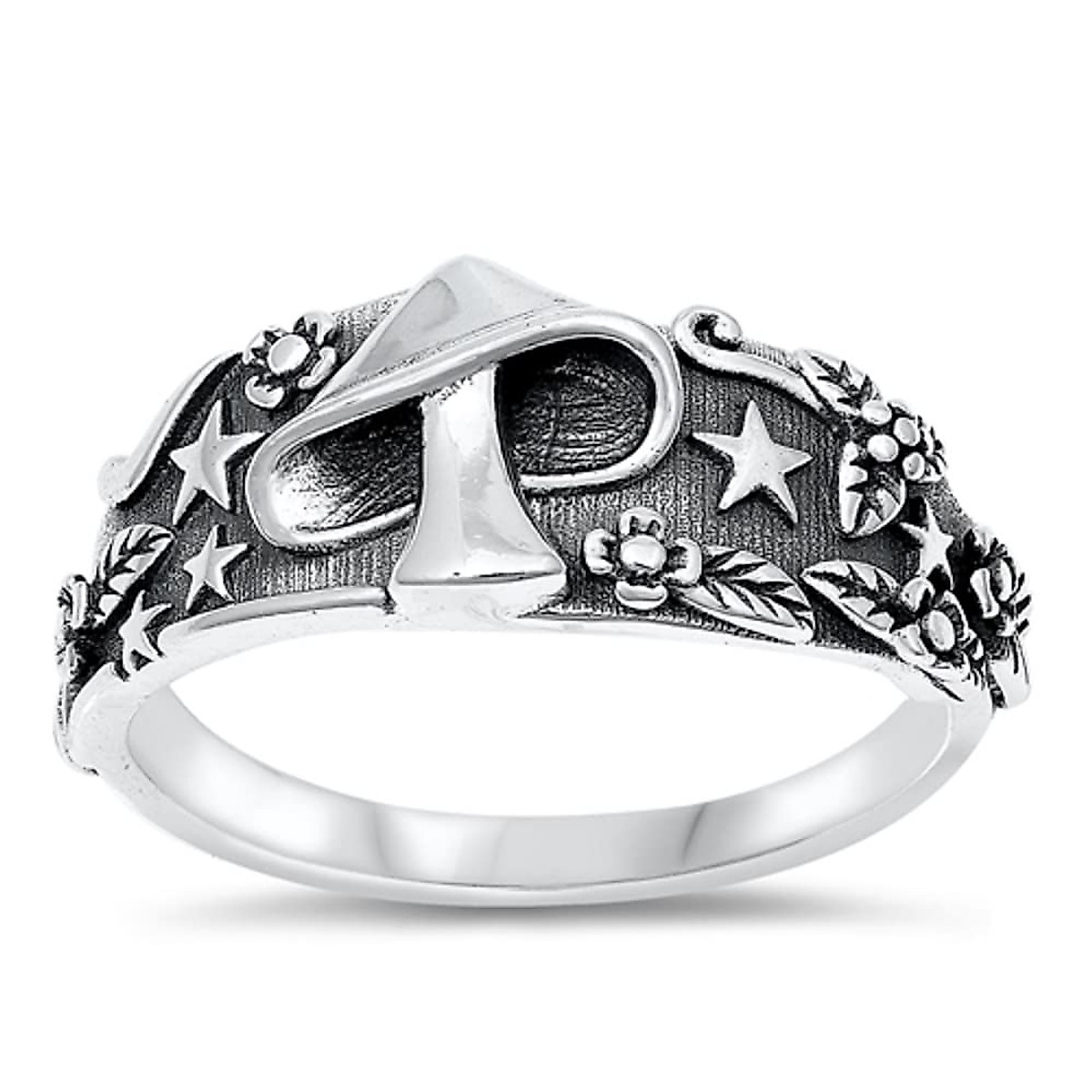 CloseoutWarehouse Sterling Silver Floral Design Mushroom Ring Size 9