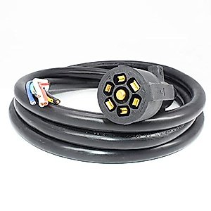 X-Haibei 7 Way Trailer Plug Cord Inline Light Cord 8 Feet Heavy Duty 7 Pin Wire Trailer Light Cable Wiring Harness Double Prongs Connector for RV Camper(8 Foot)