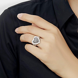 UNY Ring Twisted Cable Wire Designer Inspired Fashion Brand David Vintage Heart Pave CZ Antique Women Jewelry Gift (White, 9)