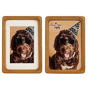 Natural Wood Photo Frames Inspired Tabletop Picture Frame with Mat, Vertical or Horizontal Display (Teak, 4x6 matted to 3x5)