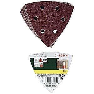 Bosch 2607017109 Sanding Sheet-Set for Delta Sander, 0 V, Red, 93 mm, Set of 25 Piece