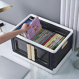 3 Pack Storage Bins with Lid - Stackable Storage Bins, Collapsible Storage Bins, Toy Organizer Storage Box, Folding Storage Boxes Set 3 Pack, Large Plastic Storage Bins with Door 14 Gallon