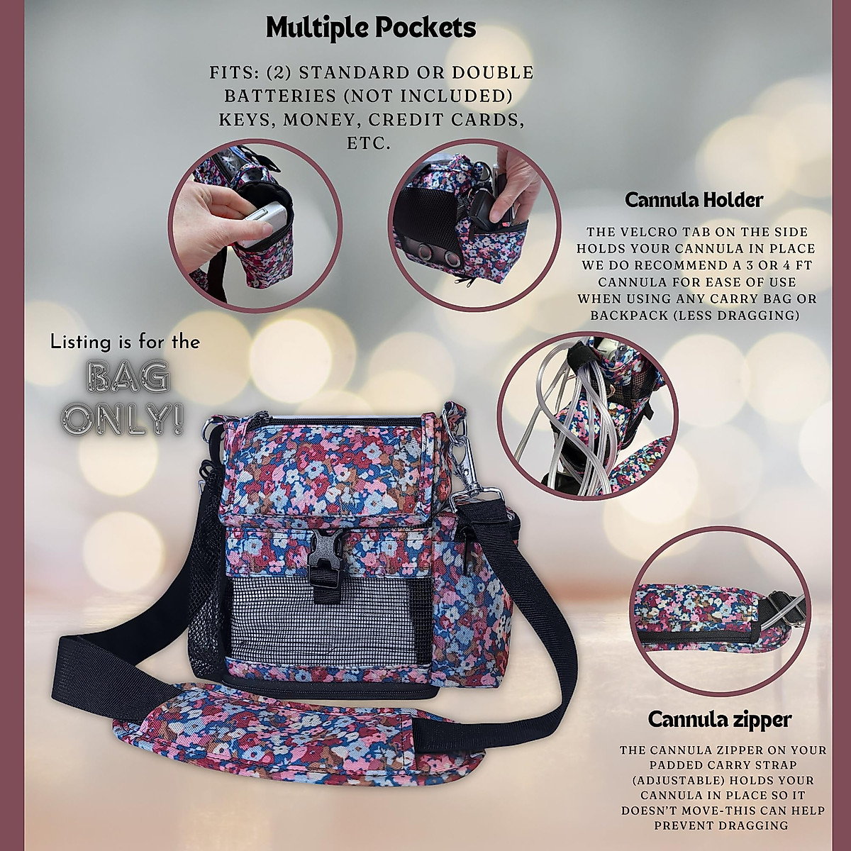 O2TOTES Carry Bag for Inogen one G4/Pockets for Inogen G4 Accessories/Carry Bag Only