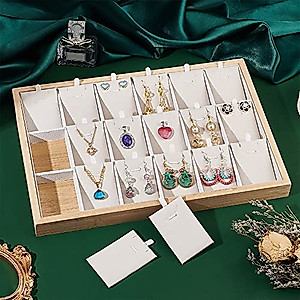 PH PandaHall Stackable Jewelry Trays Organizer, 18 Grids Velvet Jewelry Display Storage Box Jewel Showcase Holder Jewellery Drawer Insert Divider for Earring Necklace Rings Bracelet, Wheat