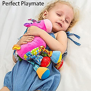 D-KINGCHY Baby Car Stroller Rattle Toy, Hanging Stuffed Animal Plush Ring, Newborn Crib Bed Around Toy with Sound and Handle for 0-3 Years Old (Unicorn)