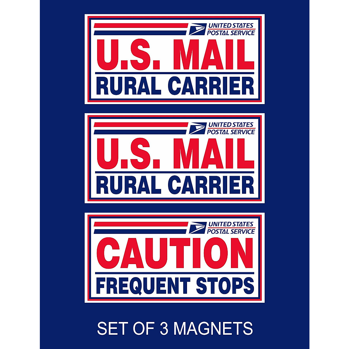 Set of 3 U.S. Mail Delivery Magnetic Signs Rural Delivery Carrier Magnet 6"X12" Rural Carrier and Frequent Stops