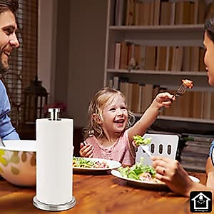 2Pack Stainless Steel Paper Towel Holder Countertop for One Hand Tear, Standing Paper Towel Holder with Non-Slip Base, Paper Towel Roll Holder for Kitchen Bathroom Countertop, Sliver 13.8"