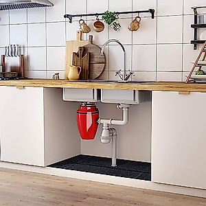 PABUSIOR Shelf Liner for Under Kitchen Sink - Strong Grip Non-Slip, 0.2in Thick, 24 x 68 Inch, Easy to Cut Foam Shelf Liner, Non-Adhesive Cabinet Protection Mat for Tools Drawer, Pantry Shelves, Black