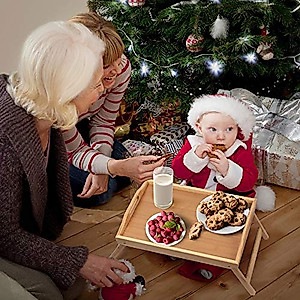 Bed Tray Table Folding Legs with Handles Breakfast Food Tray for Sofa,Bed,Eating,Drawing,Platters Serving Lap Desk Snack Tray (Yellow Small)